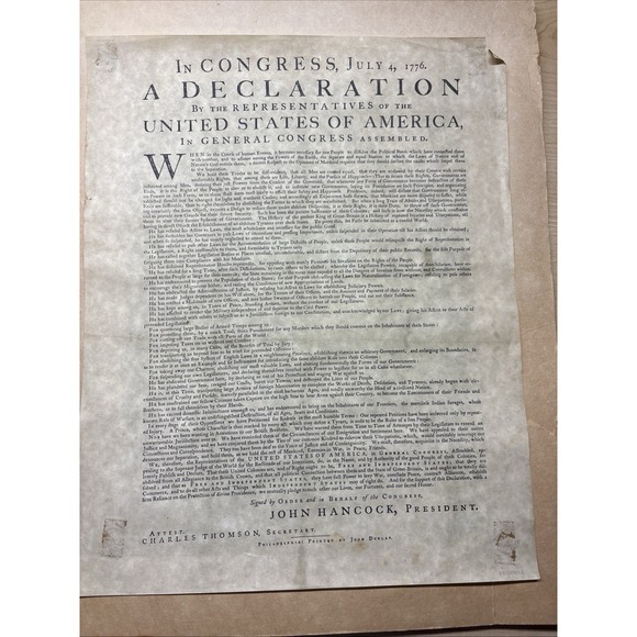 Art | 197s Rare Facsimile Of Dunlap Broadside Declaration Of ...